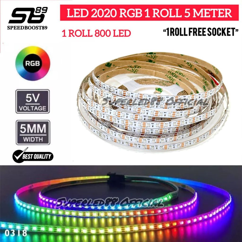 Jual Led WS2812B Strip Alis RGB 2020 Matrix Top Side View 800 Led PCB ...