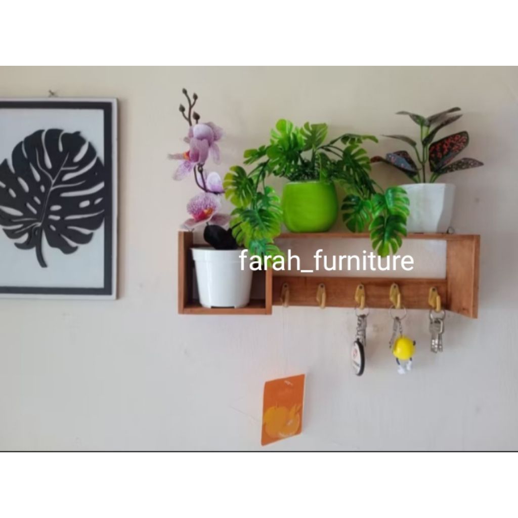 Jual Rak Dinding Tempat Gantungan Kunci / Rak kayu serbaguna / Rak ...