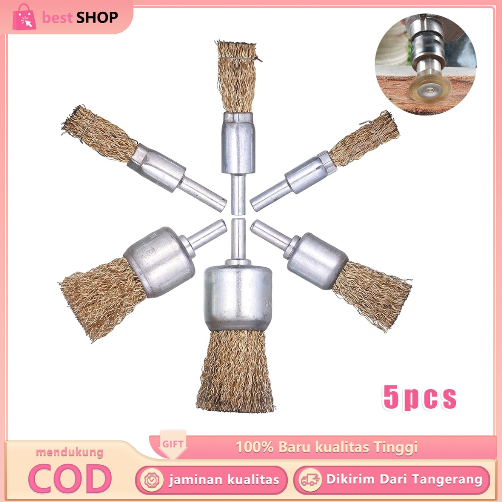 Jual 5pcs/set Mata Bor Sikat Kawat Rotary Wire Brush Set Perkakas brush ...