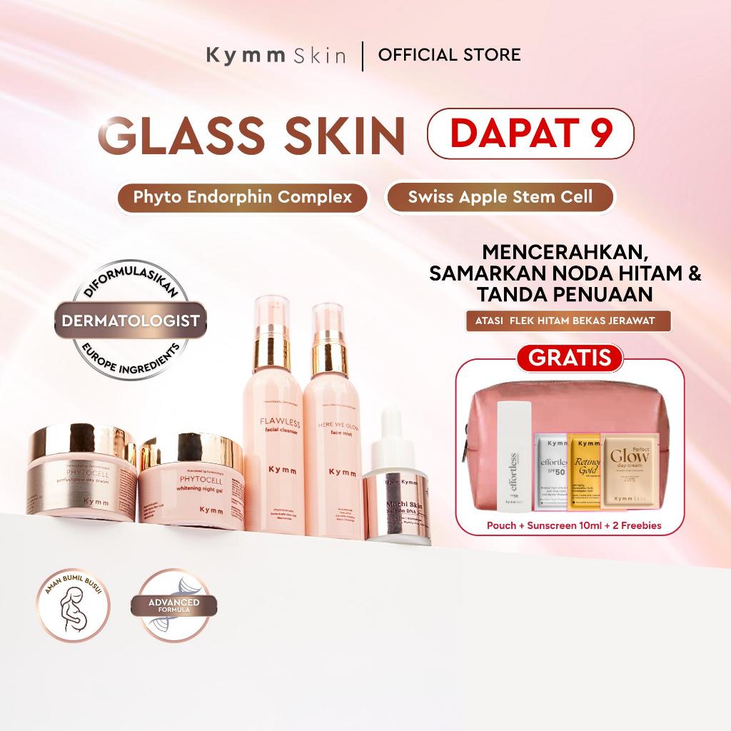 Jual [9pcs] [Free Pouch + Sunscreen 10ml + 2 Freebies] KYMM SKIN Glass ...