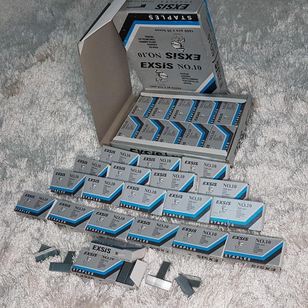 Jual Isi Hekter Isi Staples Merek EXSIS No.10 Grosir Per Pak isi 20 box alias 20.000 Pcs ...