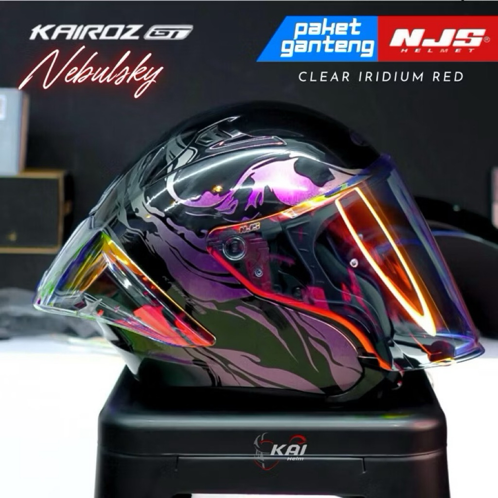 Jual PAKET GANTENG HELM NJS KAIROZ GT NEBULASKY CLEAR IRIDIUM RED ...