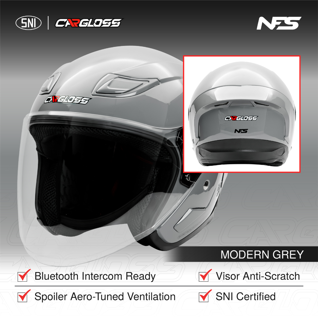 Jual [New Launch] Cargloss NFS Helm Half Face - Modern Grey | Shopee Indonesia