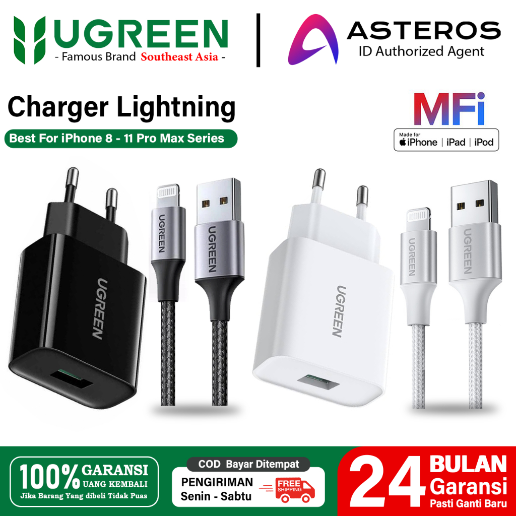 Jual UGREEN Charger Mfi iPhone 5 6 7 8 X Xr Xs USB Lightning Fast Charging 10w 18w 20w | Shopee ...