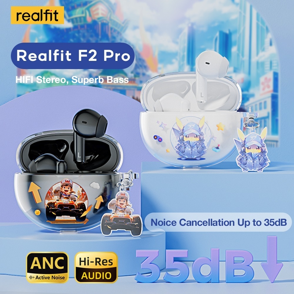 Jual Realfit F2 Pro Bluetooth Earphone ANC Peredam Kebisingan Aktif ...
