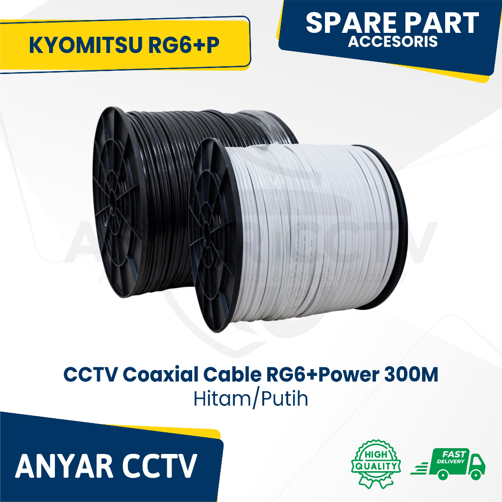 Jual KABEL CCTV KYOMITSU COAXIAL RG6+POWER 300M PUTIH/HITAM ORIGINAL | Shopee Indonesia