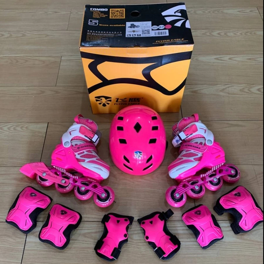 Jual Sepatu Roda Anak Inline Skate Anak Set Flying Eagle NS Plus Pink ...