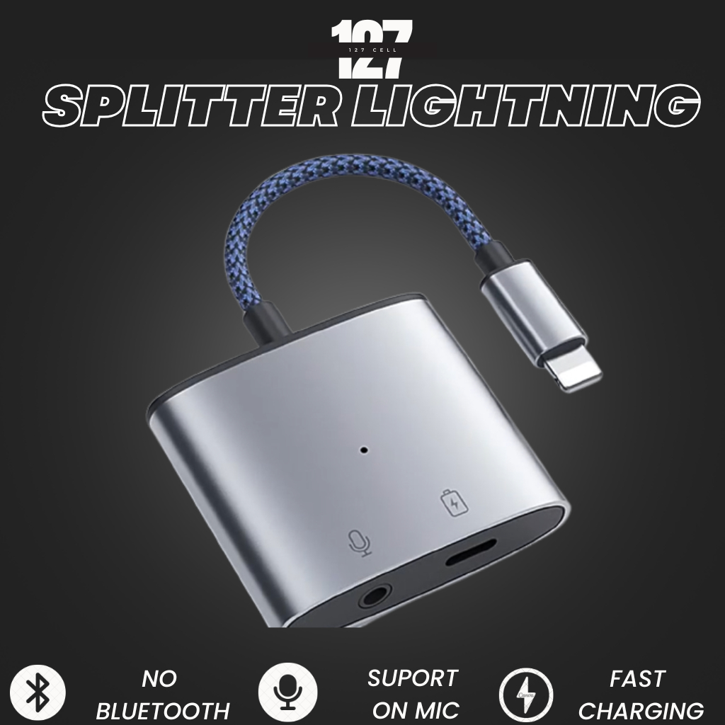 Jual Splitter iPhone Lightning to Jack 3.5mm + Charger 2 in 1 Support ...