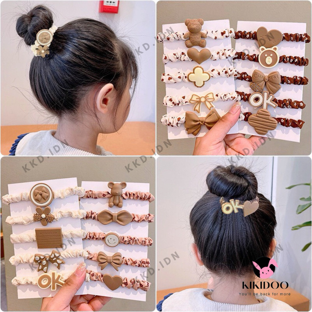 Jual KKD 5PCS Ikat Rambut Coffee | Ikat Cepol Anak Lucu Warna Coklat ...