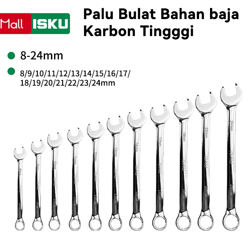 Jual ISKU Kunci Ring Pas Set 8-24mm Combination Spanner Wrench Bahan Cr-v Kombinasi Ring dan ...
