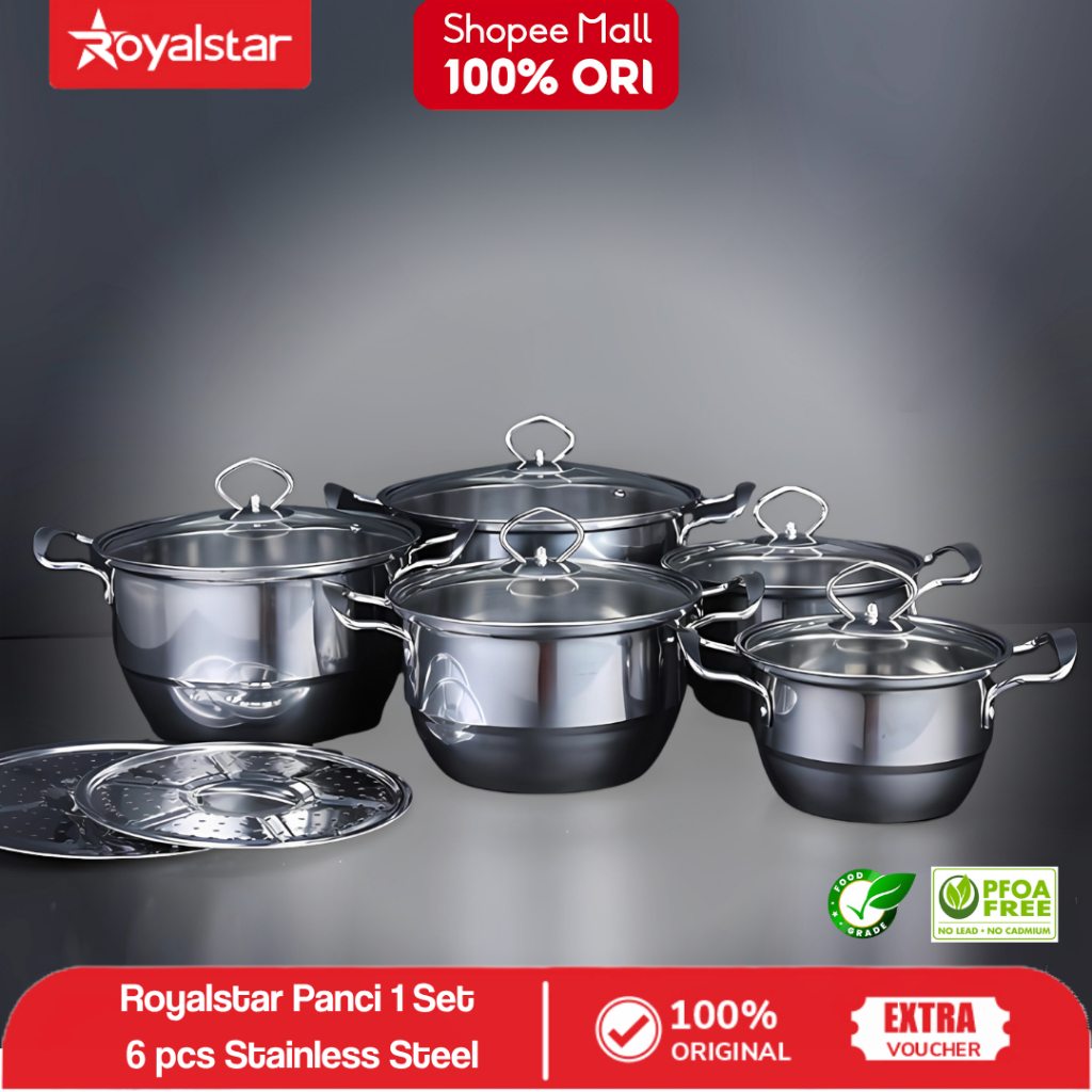 Jual Royalstar Panci Full Stainless Steel 1 Set 5 pcs Anti Karat Tebal ...