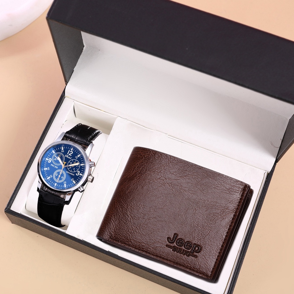 Jual 2PCS Pria Set Dengan Dompet Kulit Jam Tangan Hadiah Liburan Bisnis ...