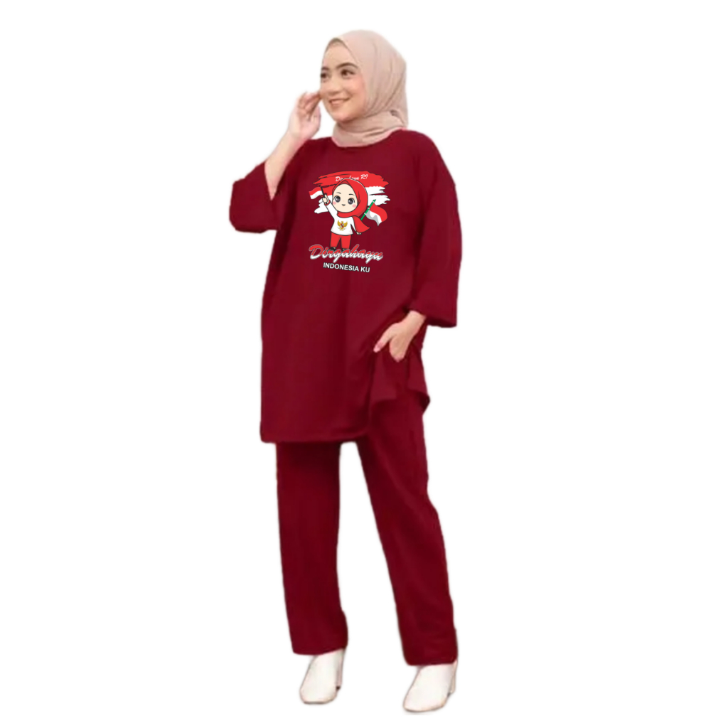 Jual SETELAN WANITA OVERSIZE 17 AGUSTUS HUT RI KE-80 DIRGAHAYU INDONESIA | Shopee Indonesia