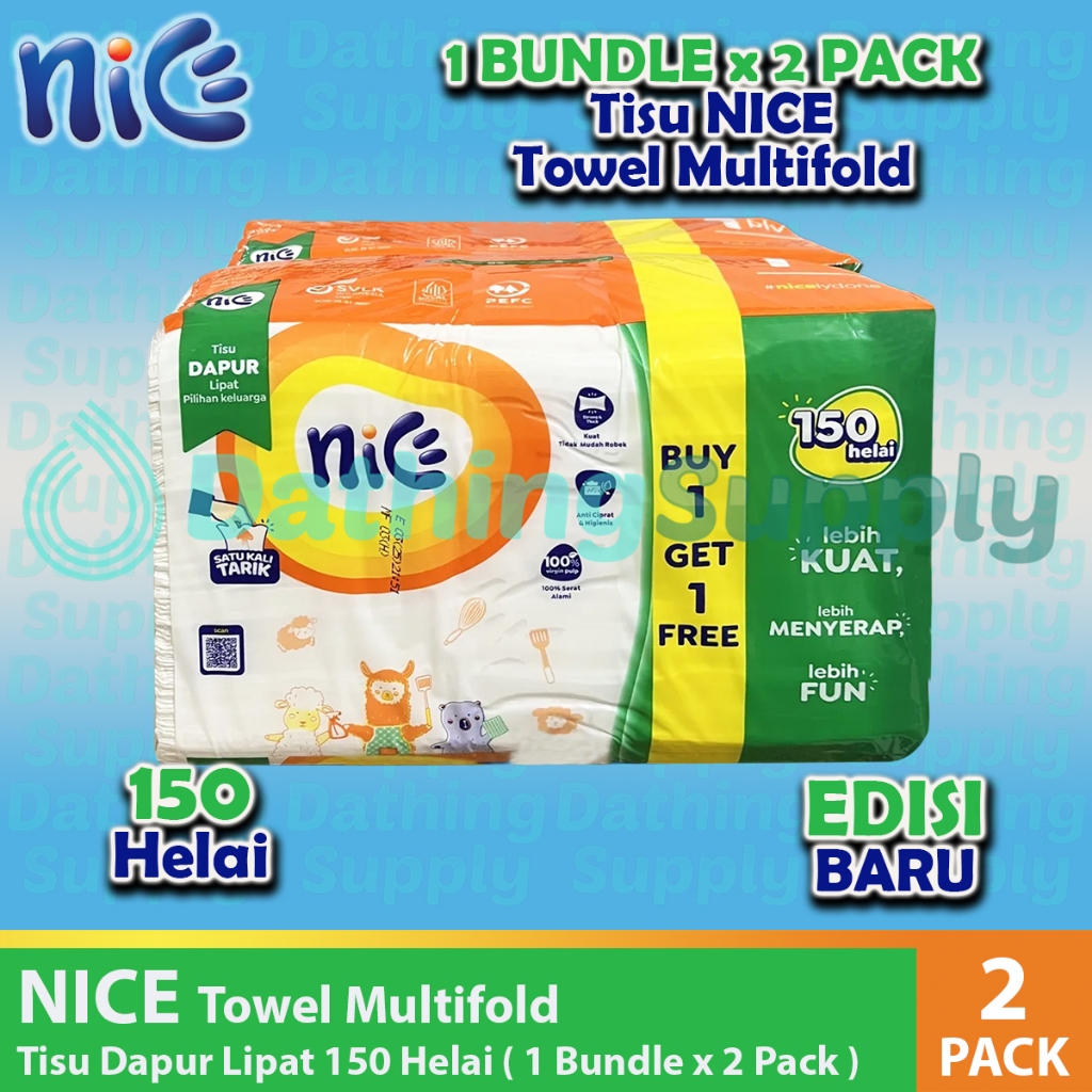 Jual [Beli 1 Gratis 1] Tissue Nice Multipurpose Towel Multifold Tisu ...