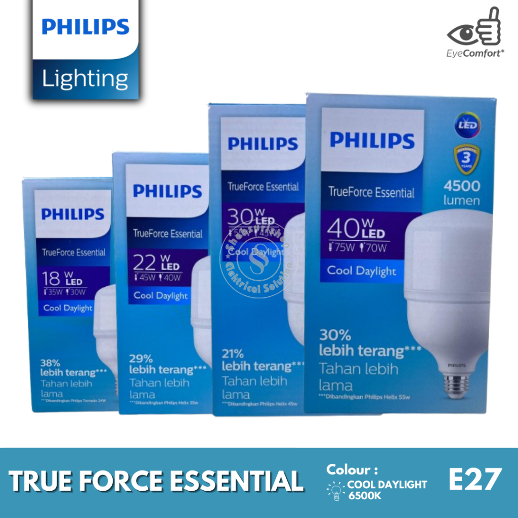 Jual PHILIPS BULB T LED ESSENTIAL TRUE FORCE 18 22 30 40 W LAMPU MODEL ...