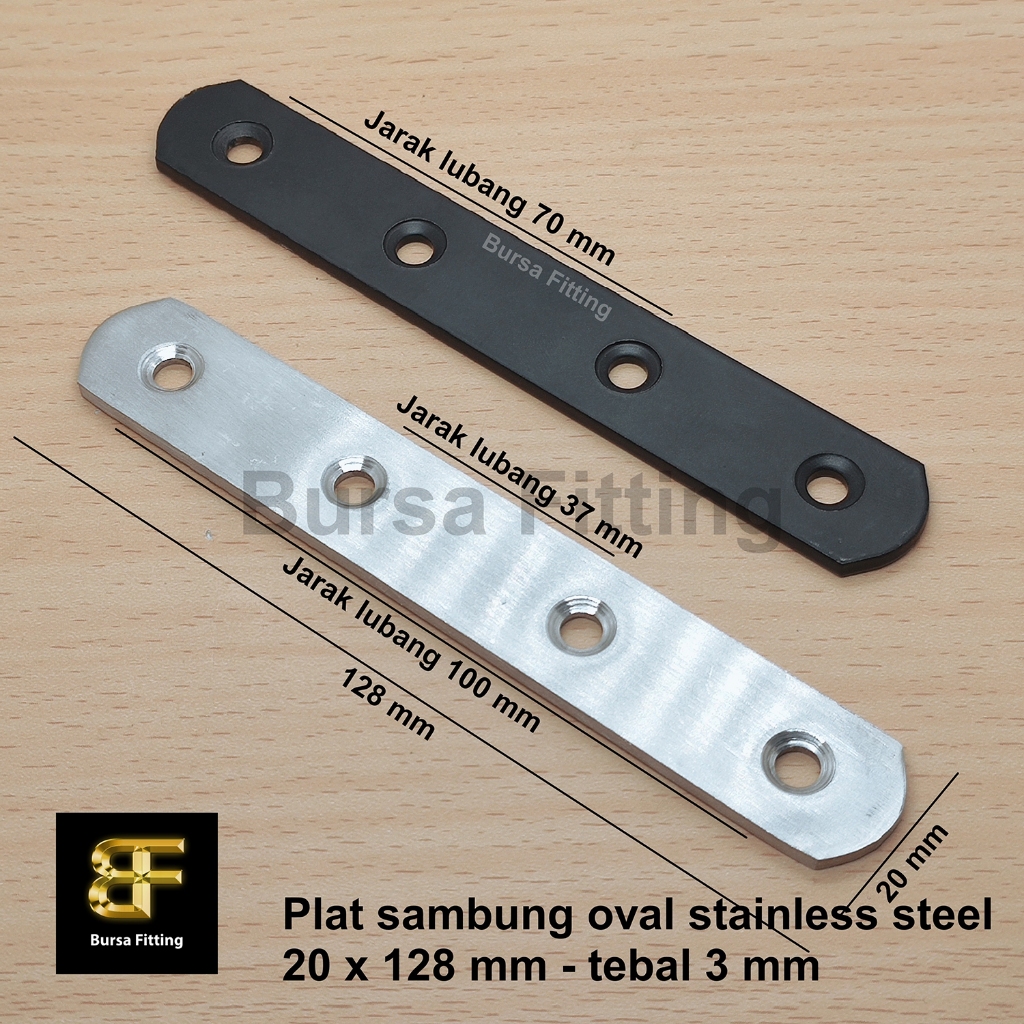 Jual Plat sambung 20 x 128 mm stainless steel / plat lurus stainless ...