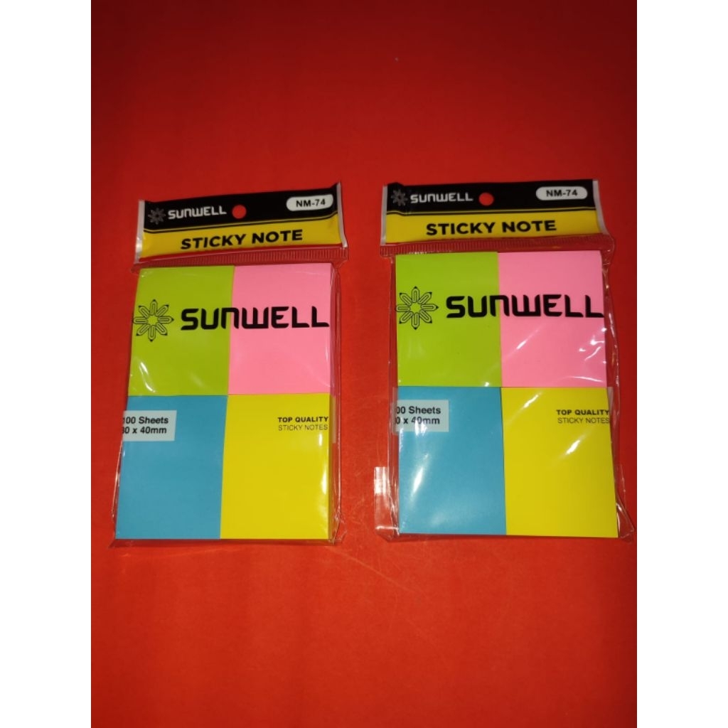Jual Sticky Note Sunwell 100 Lembar 4 Warna | 76x76mm | Memo Tempel ...