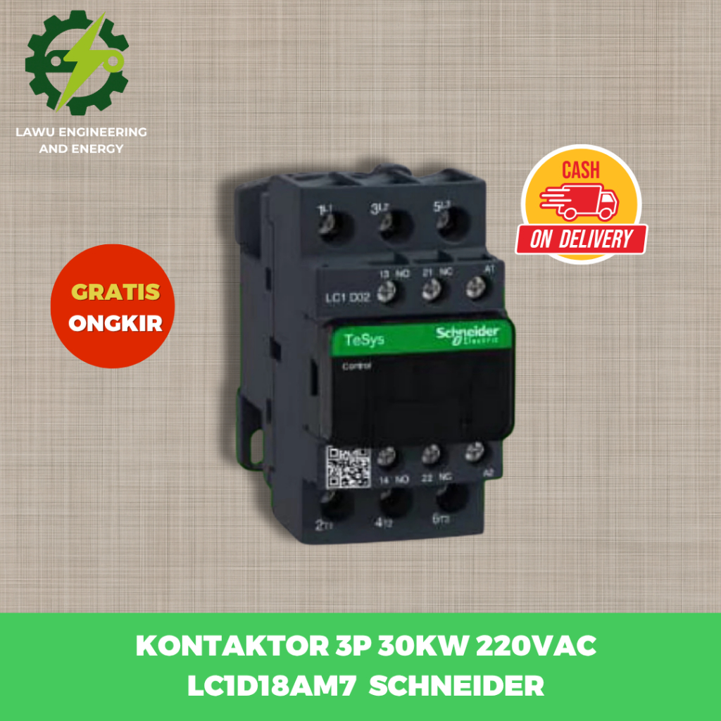 Jual Kontaktor Contactor 3 Phase 18A (M7) AC 220V LC1D18M7 | Shopee Indonesia