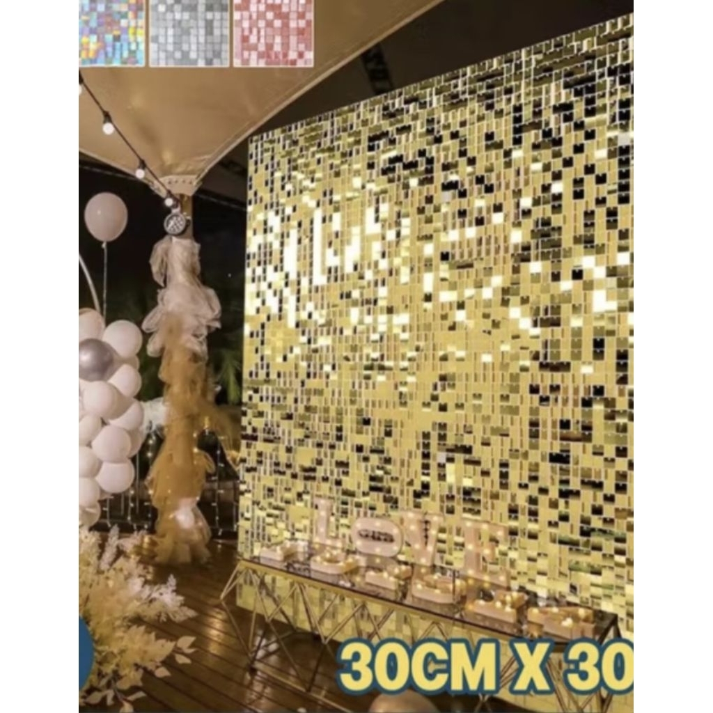 Jual Panel Dinding 30x30 Sequin Panel Backdrop Tile Wall Kotak/Dekorasi ...