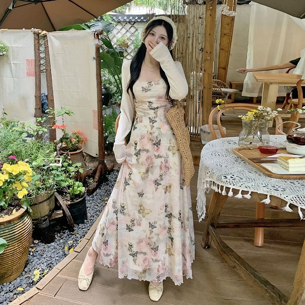 Jual Setelan dress pantai motif kupu kupu setelan dress setelan dress ...