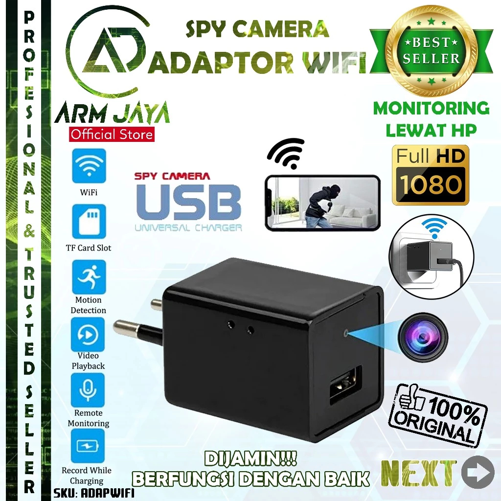 Jual Armjaya Spy Kamera Adaptor USB Charger Wifi Spycam Camera ADAPWIFI ...