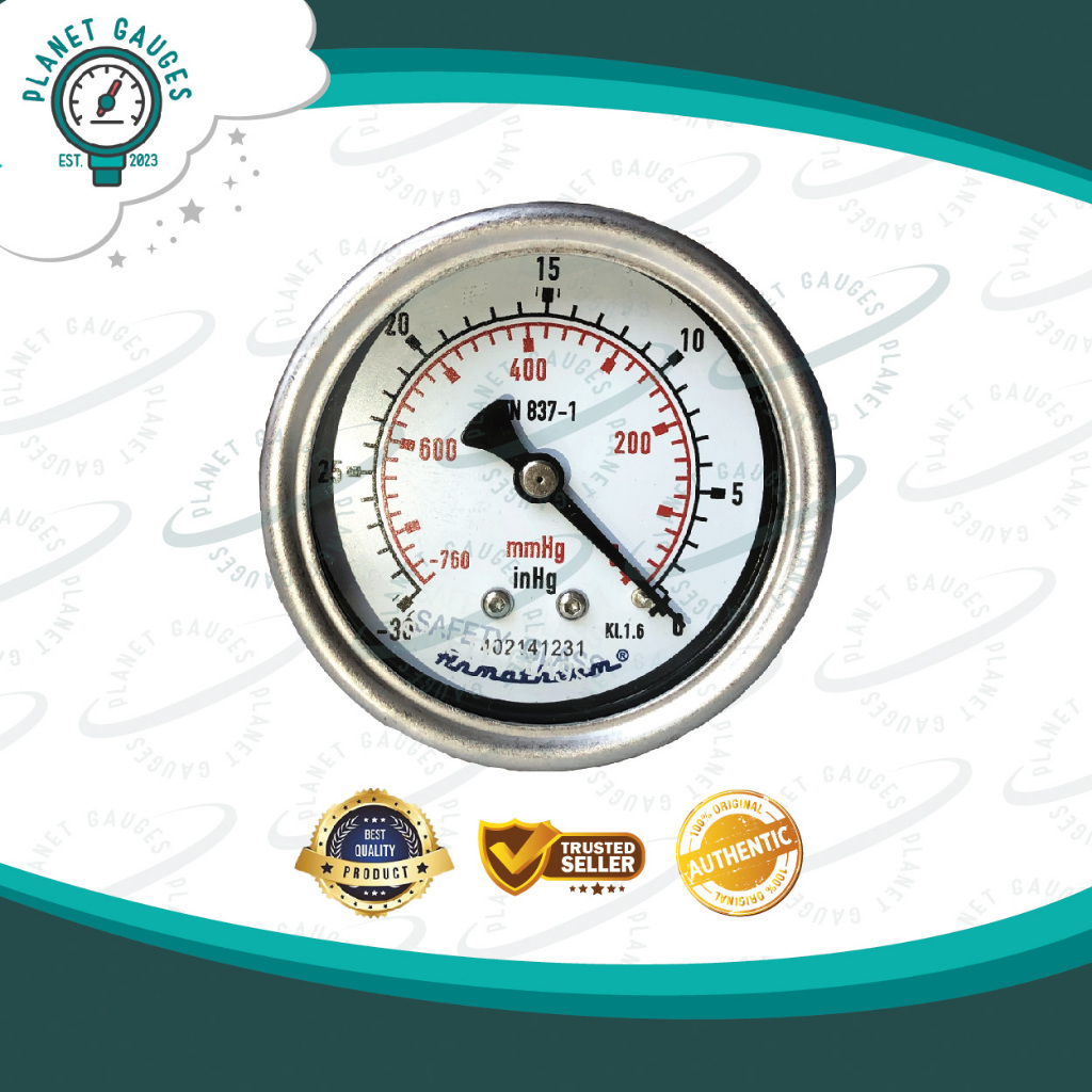 Jual ARMATHERM Vacuum Gauge BC 1/4" NPT Dia. 63mm (-760mmHg / -30inHg) | Shopee Indonesia