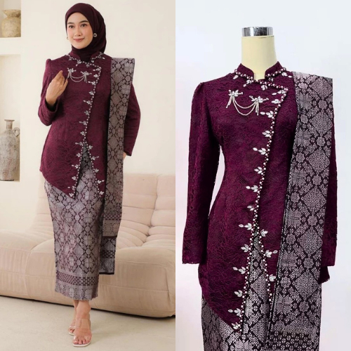 Jual Special Burgundy Mahogany | Set Kebaya Modern Janggan Series ...