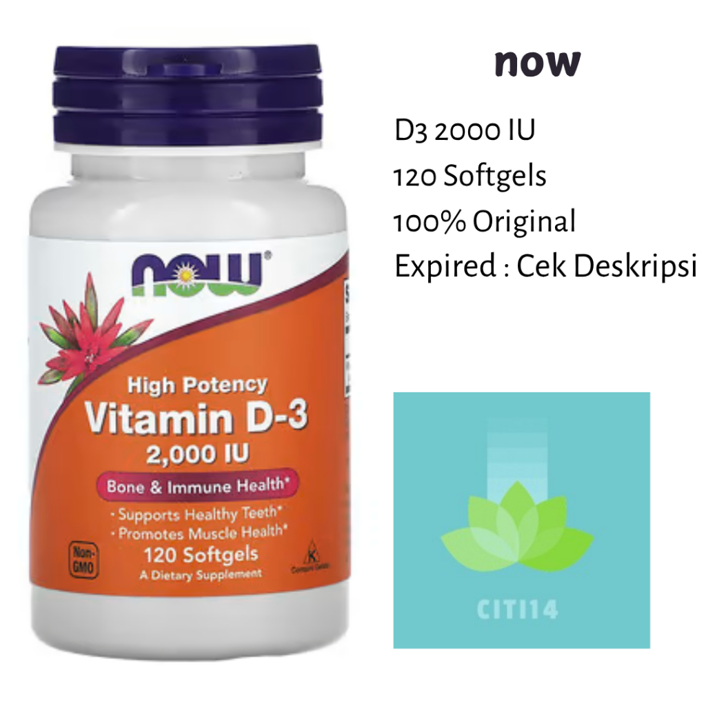 Jual Now Vitamin D3 2000IU Now D3 2000 IU 120 gels 240 gels Vit D3 2000IU | Shopee Indonesia