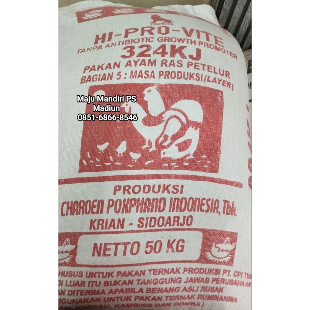 Jual Pakan Ayam Petelur Produksi Layer Pokphand 324KJ Hi Pro Vite 1kg ...