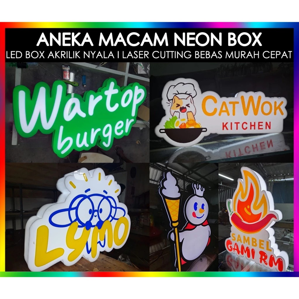 Jual Neon Box LED Akrilik Custom Sesuai Bentuk Logo ( 1 Sisi ) Custom ...