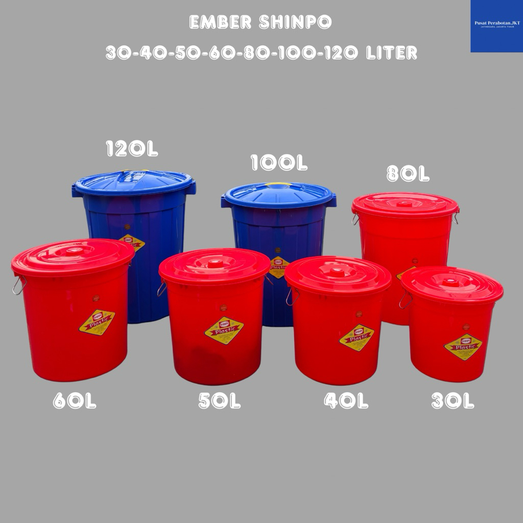 Jual SHINPO - Ember Plastik Tutup 30-40-50-60-80-100-120 Liter / Ember Shinpo Berkualitas ...