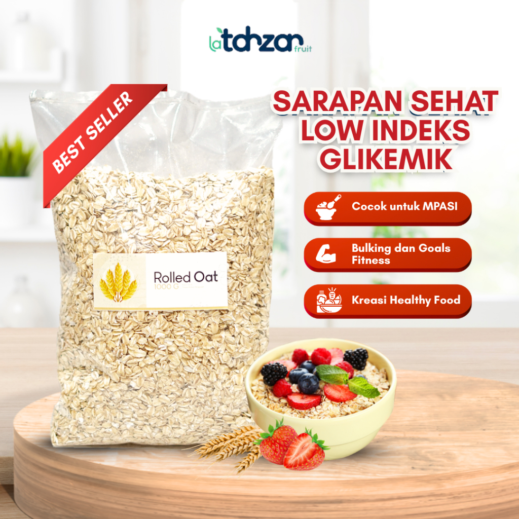Jual Rolled Oat Premium 1 Kg Gandum Utuh Sarapan Sehat untuk Diet dan ...