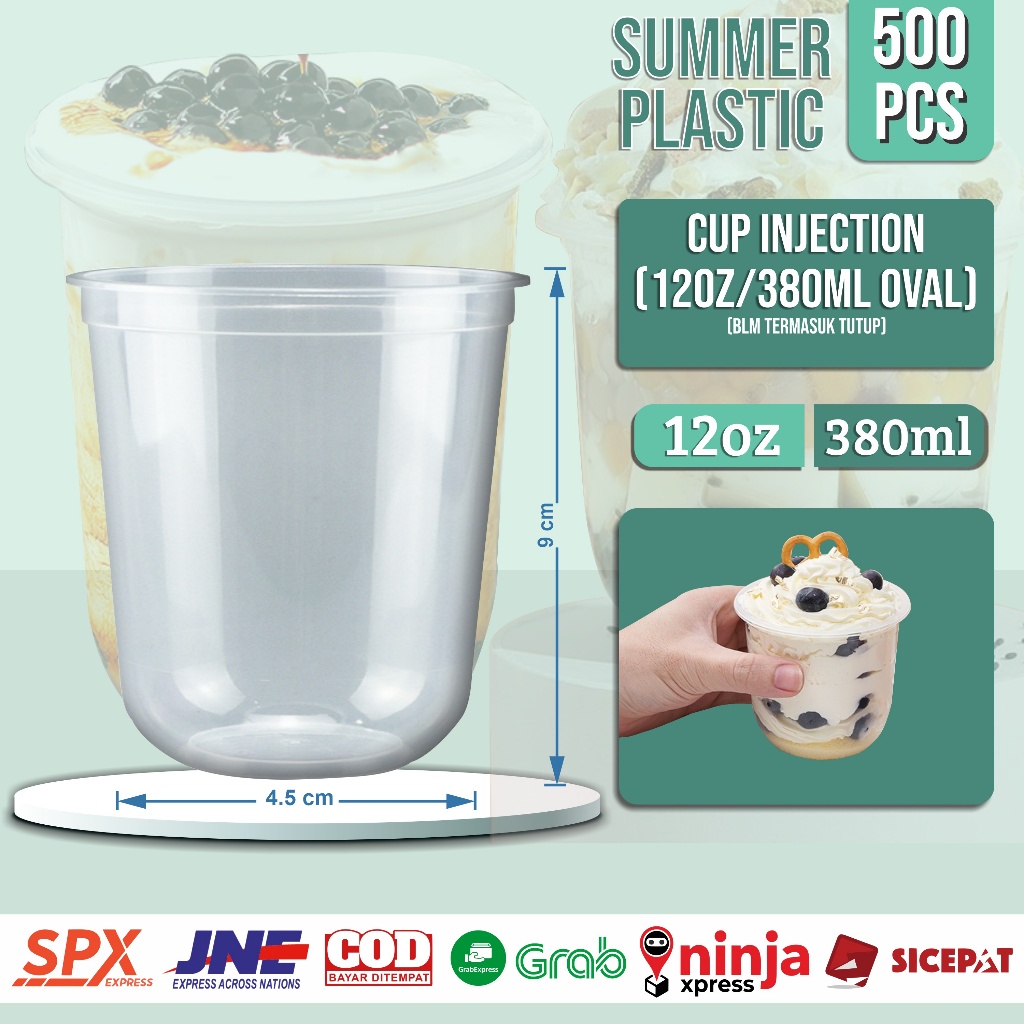 Jual (SUMMER PLASTIC)【DUS】 CUP INJECTION OVAL 12oz/380ML GELAS THINWILL ...