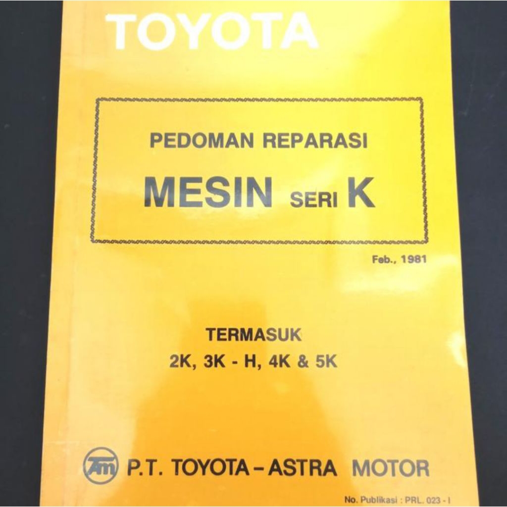 Jual Buku pedoman reparasi mesin Toyota K series ( Kijang KF + Corolla ...
