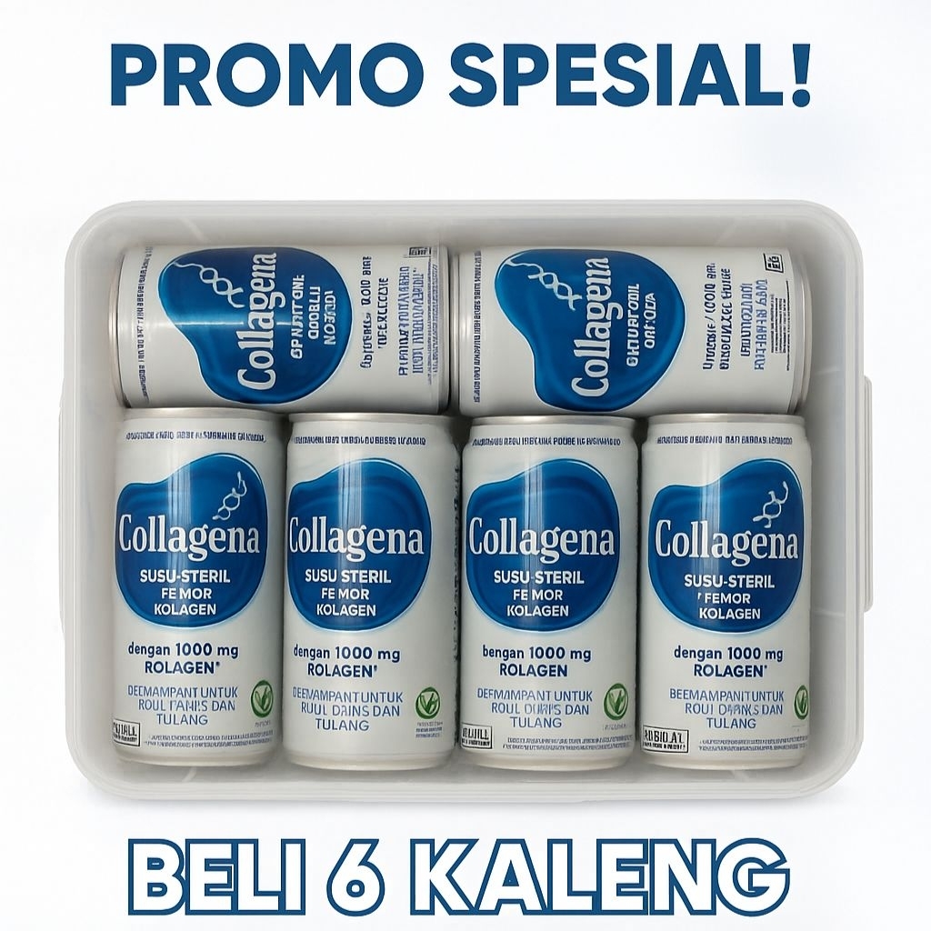 Jual Collagen Susu Steril 1000mg Kemasan 6 Kaleng 189 ml. Free Box ...