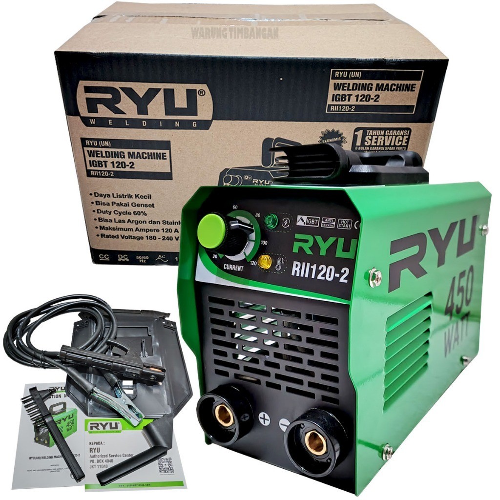 Jual RYU MESIN LAS INVERTER MMA 120 IGBT 450 WATT / MESIN LAS / MESIN TRAFO LAS / WELDING ...
