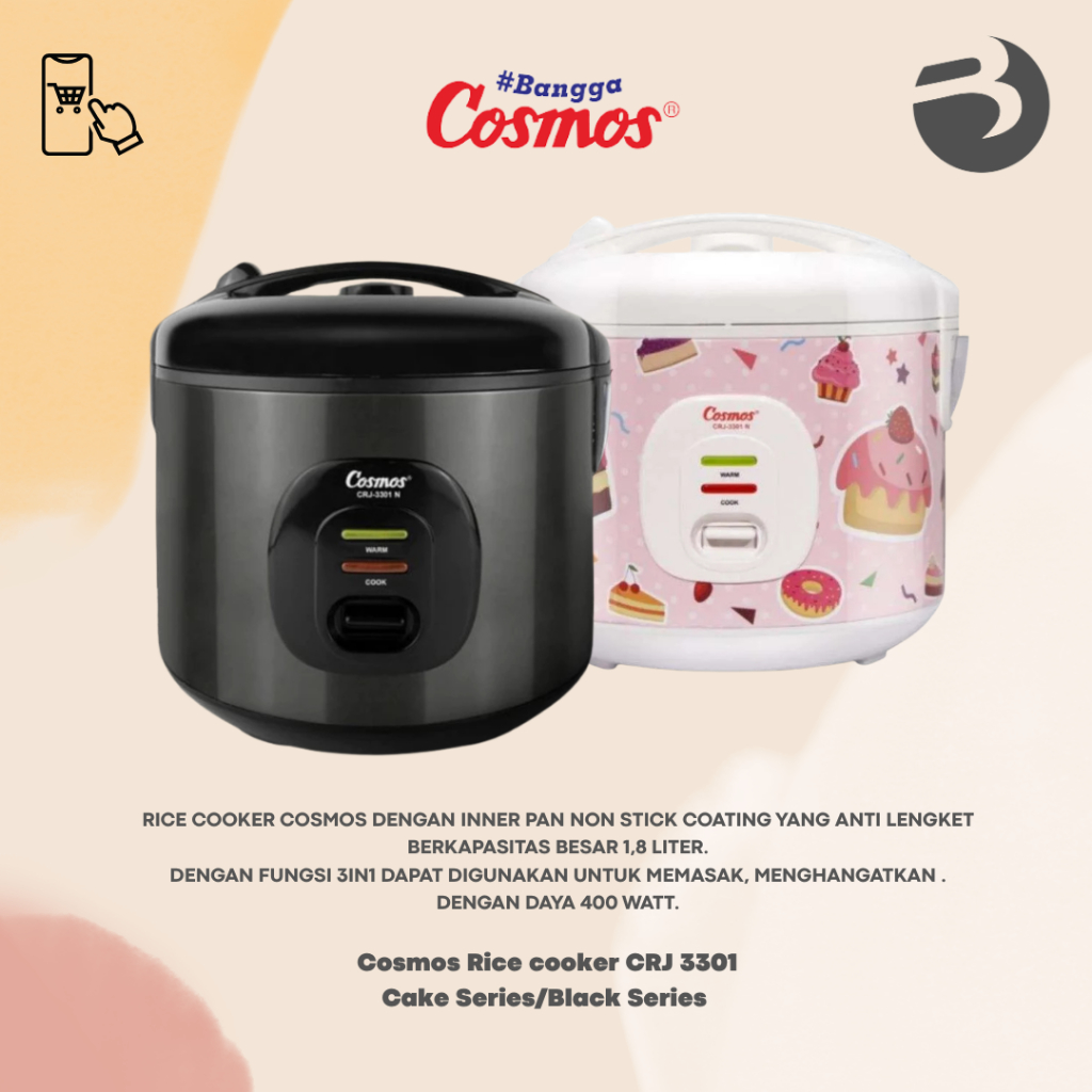 Jual New MAGICOM / RICE COOKER COSMOS CRJ 3301 NC ( CAKE SERIES ) / CRJ ...