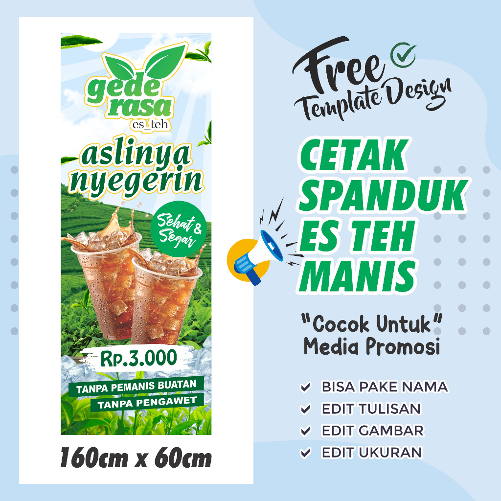 Jual Banner Spanduk - Es Teh Gede Rasa / Es Teh Solo / Es Teh Indonesia ...