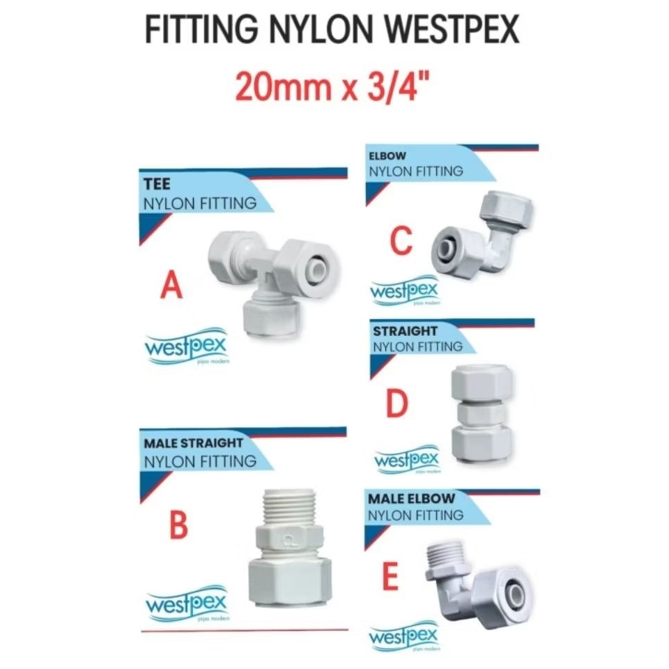 Jual WESTPEX NYLON SAMBUNGAN FITTING PIPA 20mm x 3/4" / KENEE SOCK SHOC ...