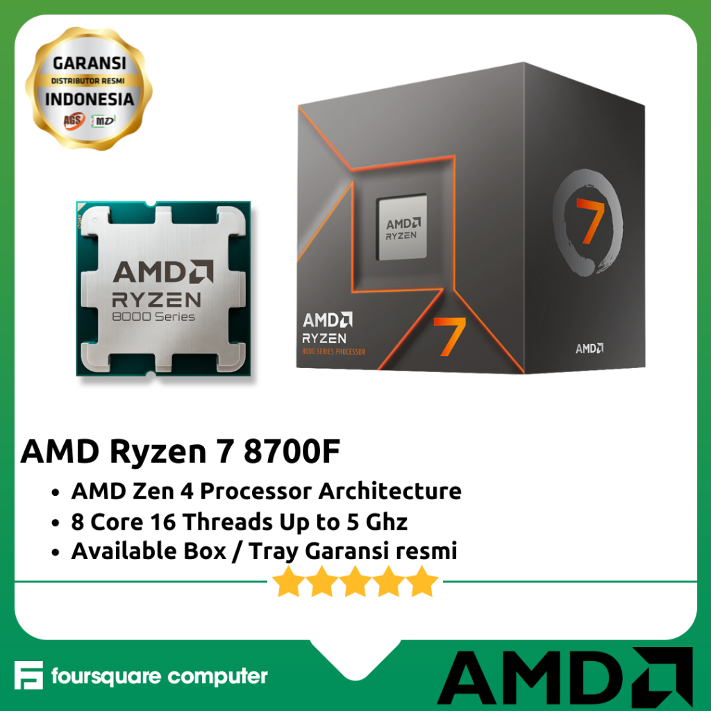Jual AMD Ryzen 7 8700F Gaming Processor Socket AM5 8 Core 16 Thread Up to 5 Ghz Resmi Box & Tray ...