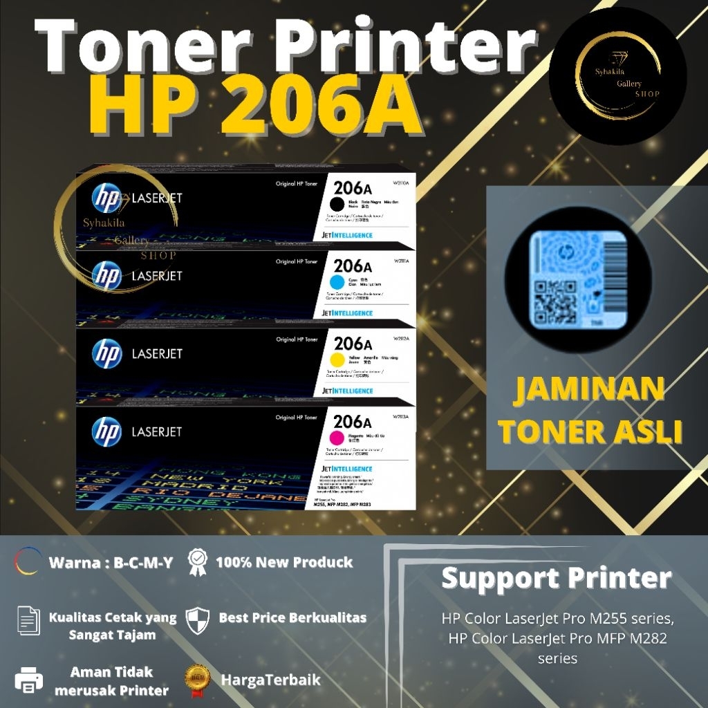 Jual 1 Set Toner Hp 206A Black Colour Original Laserjet Cartridge For ...