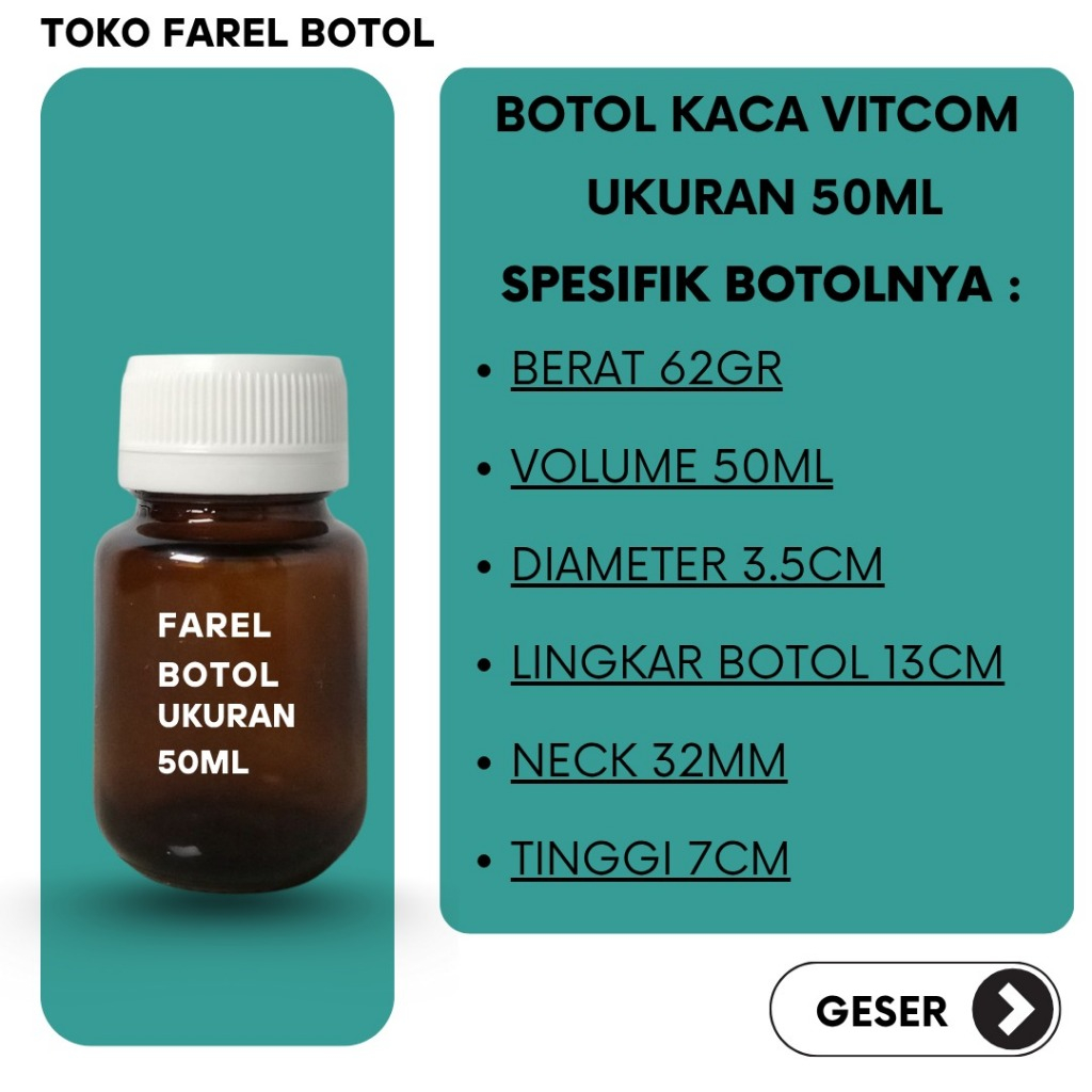 Jual BOTOL KAPSUL OBAT VITAMIN FITKOM 50ml 100 % BARU (isi paket 10 pcs ...