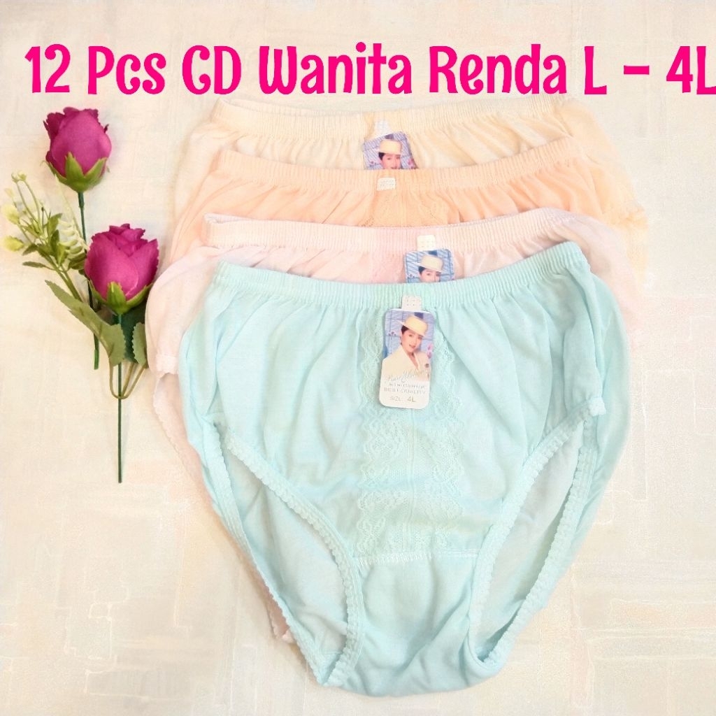 Jual 12 Pcs Celana Dalam Wanita Dewasa CD Perempuan Polos Cewek Variasi Renda Lusinan Murah ...