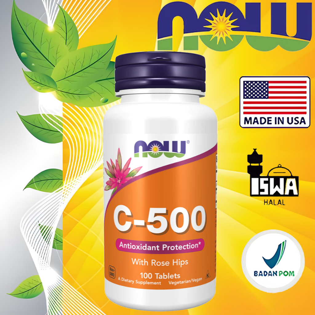 Jual NOW Vitamin C-500【100% Original】C500 100 Tablet - imun daya tahan tubuh sariawan | Shopee ...