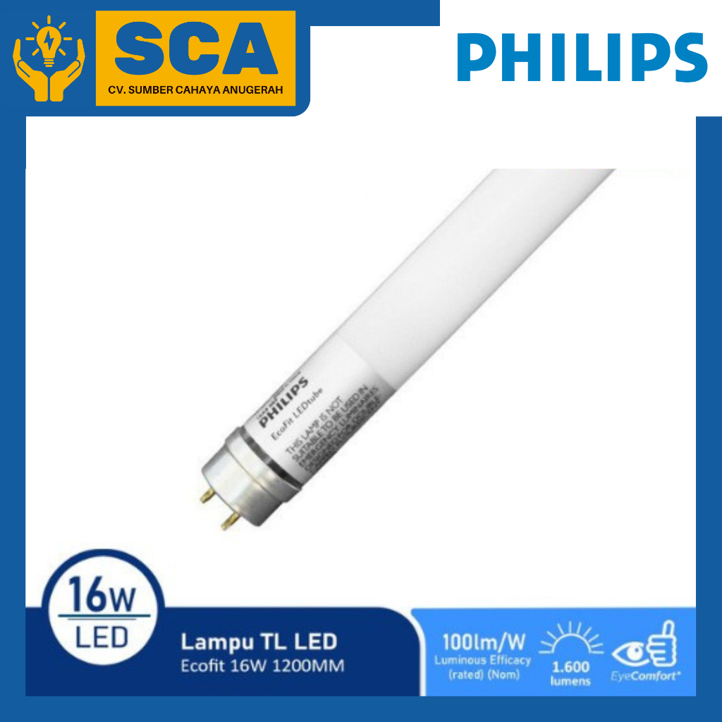 Jual LAMPU TL T8 LED PHILIPS ECOFIT 8W DAN 16W ORIGINAL LED TUBE 90CM 120CM | Shopee Indonesia