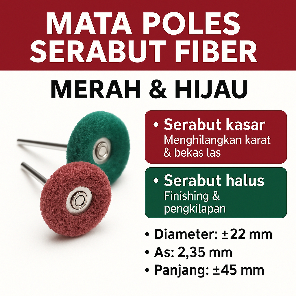 Jual Sikat Poles Serabut Fiber Merah & Hijau – Polishing Pad Dremel Bor ...
