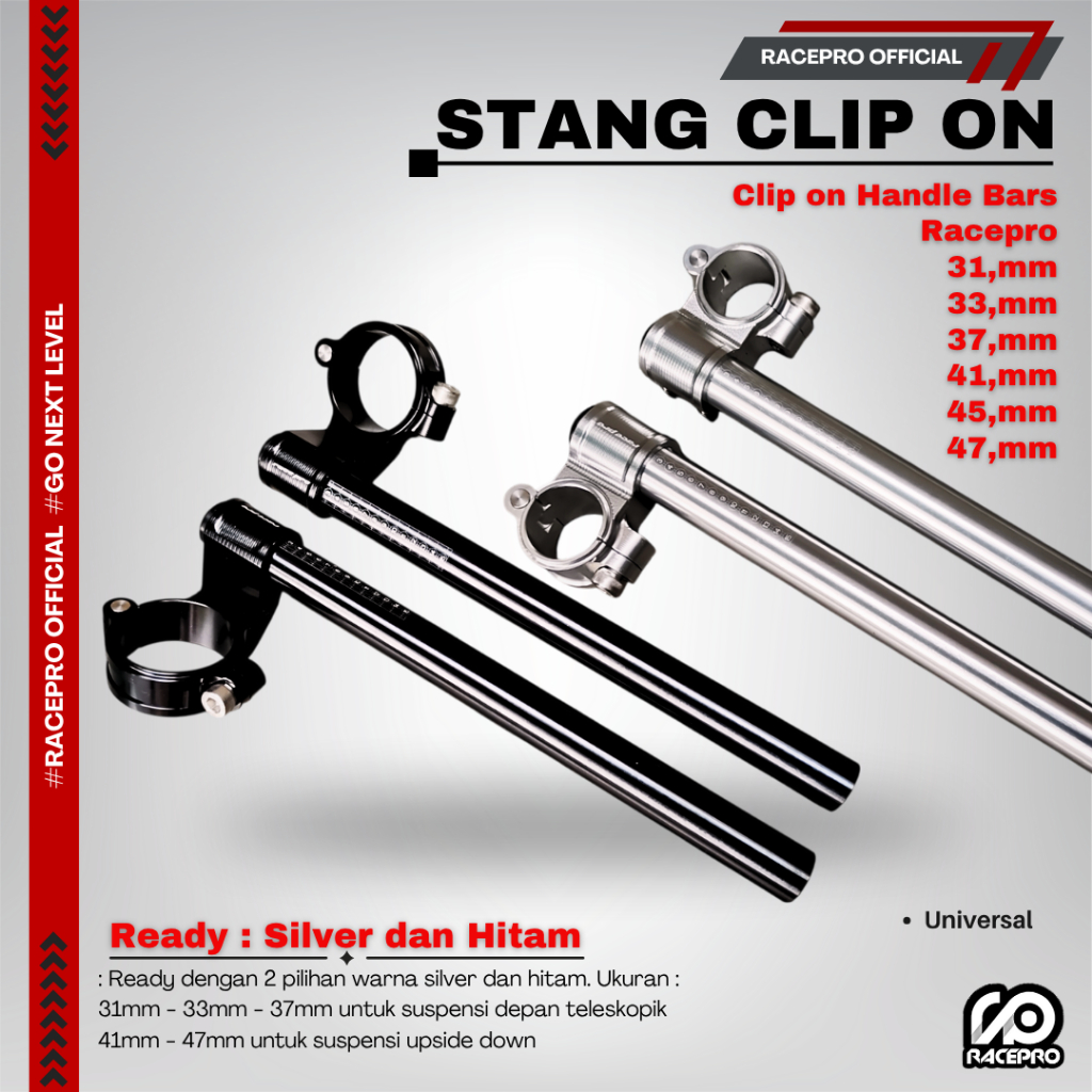 Jual CLIP ON HANLDE BARS RACEPRO STANG CLIP ON RACEPRO 31-37-41-47 ...