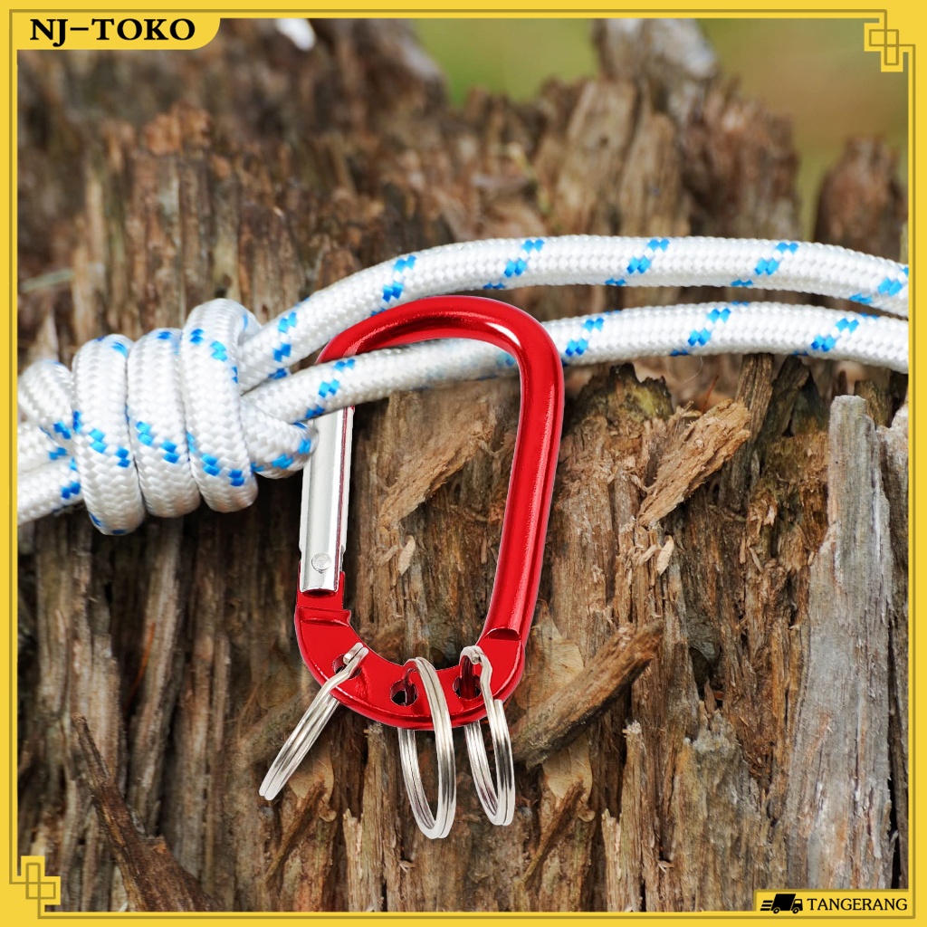 Jual 6# Tipe D 3 Slot Keychain Carabiner Aluminium Carabiner Hook ...