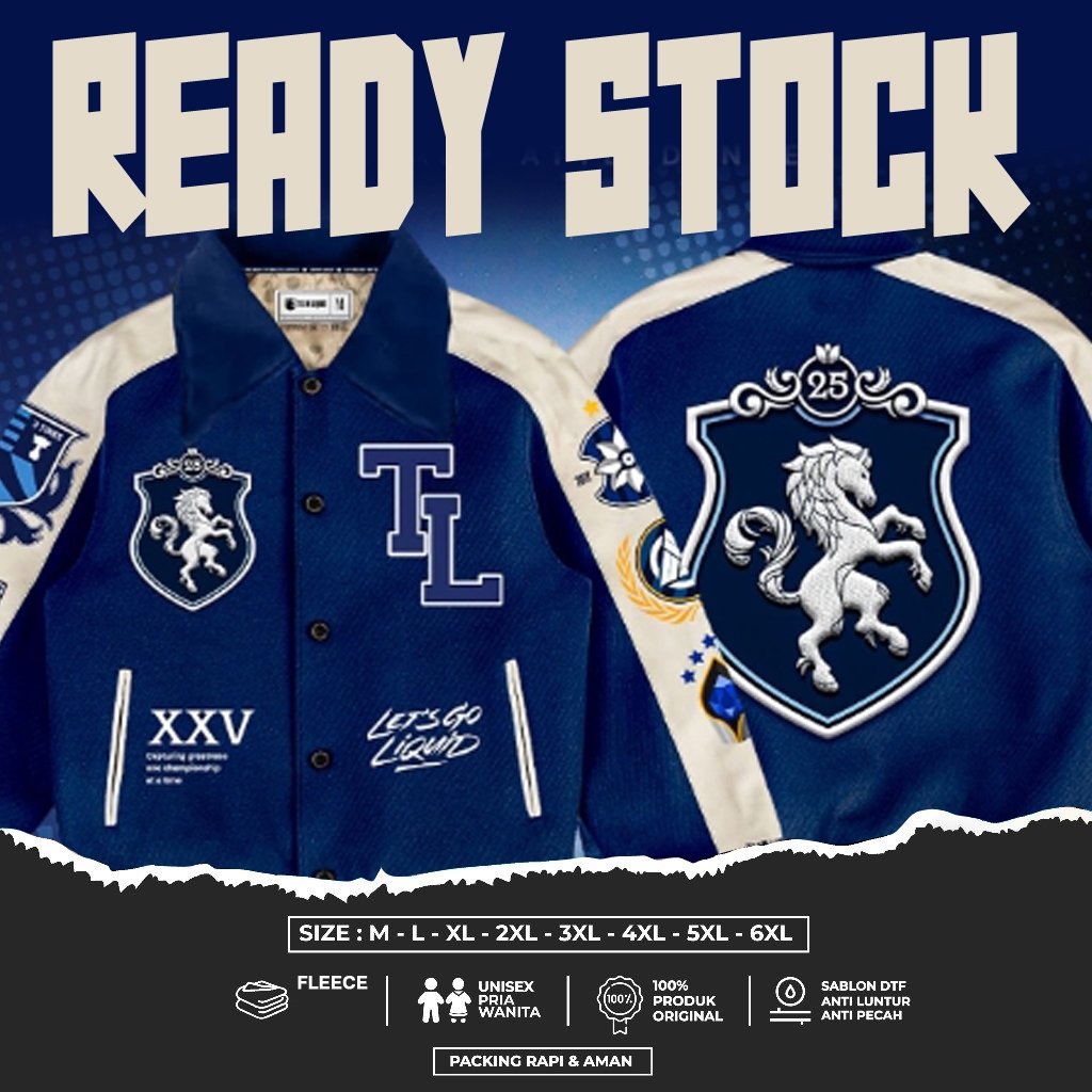 Jual Jaket Varsity Team Liquid Ready Stock size S - 6XL Fleece tebal ...