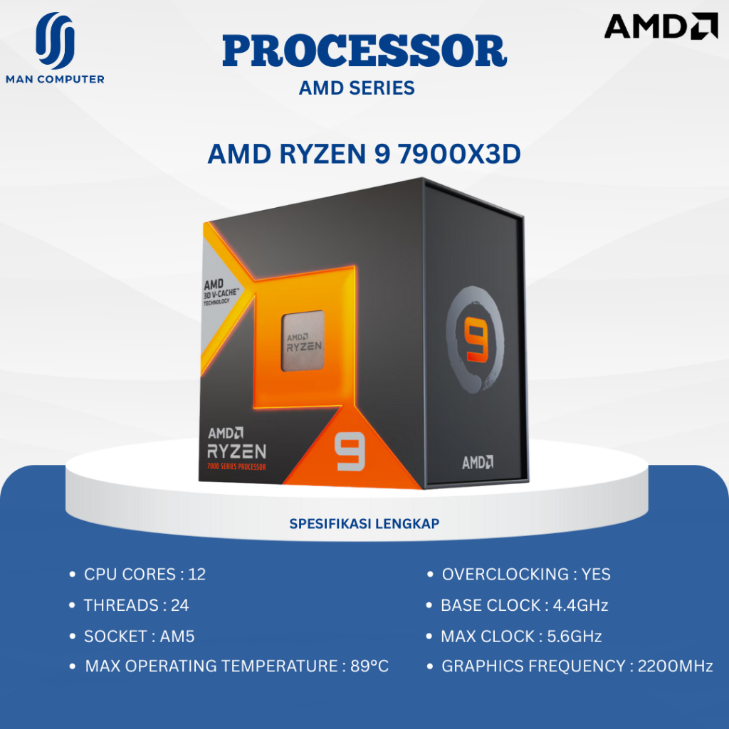 Jual PROCESSOR AMD RYZEN 9 9700X3D 4.4GHz Up To 5.6GHz | Shopee Indonesia